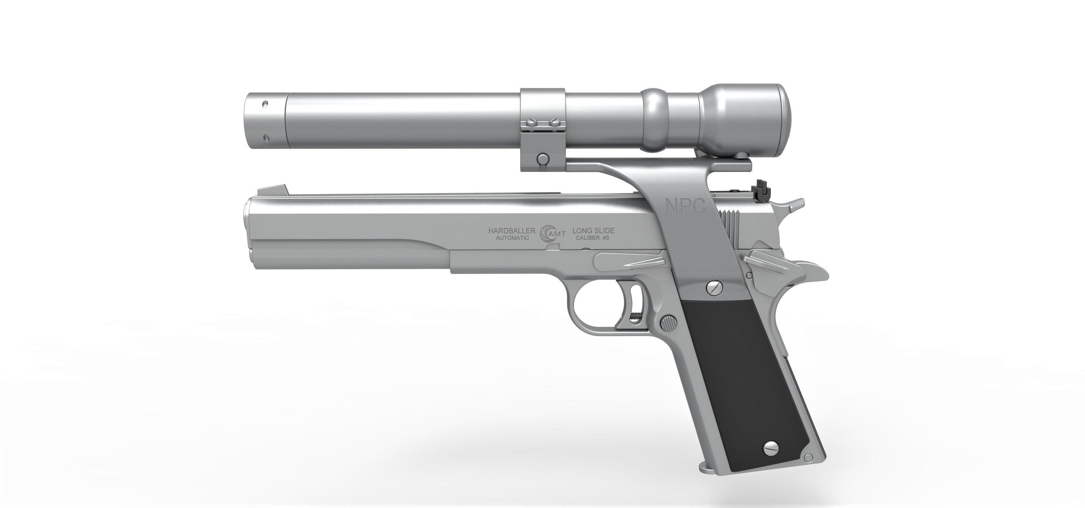 Pistol AMT Hardballer Long Slide from the movie Terminator 1984 3D ...