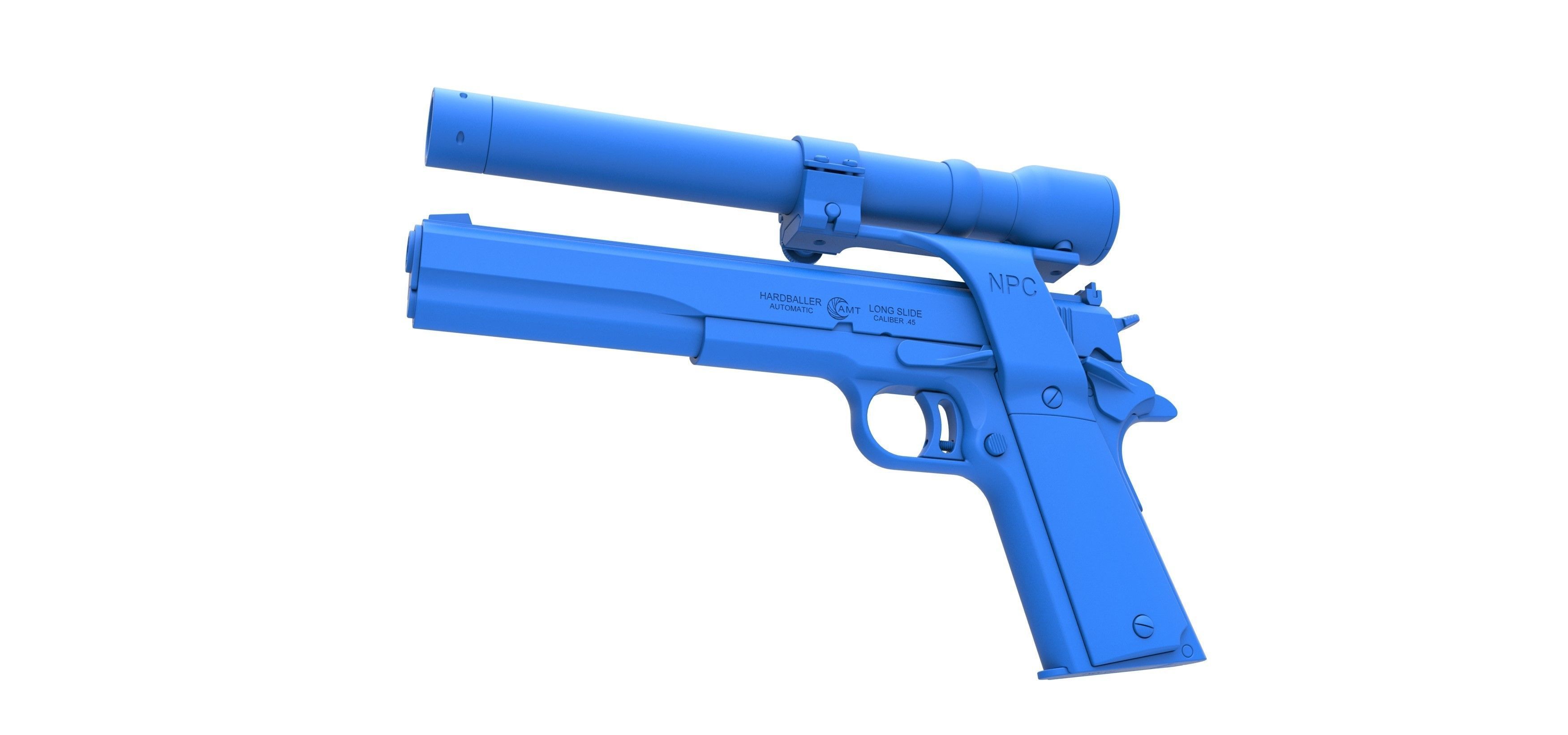 Pistol AMT Hardballer Long Slide from the movie Terminator 1984 3D ...