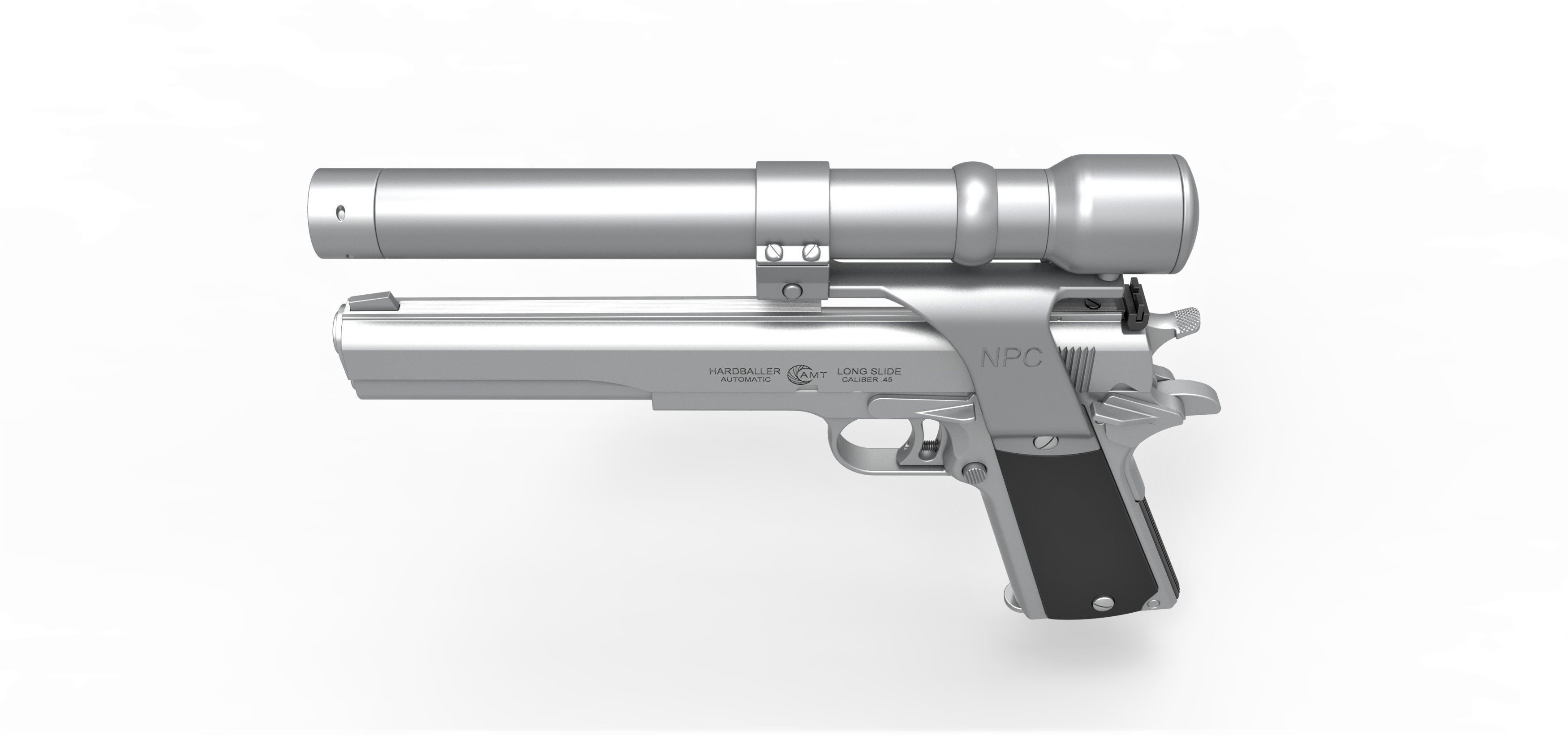 Pistol AMT Hardballer Long Slide from the movie Terminator 1984 3D ...