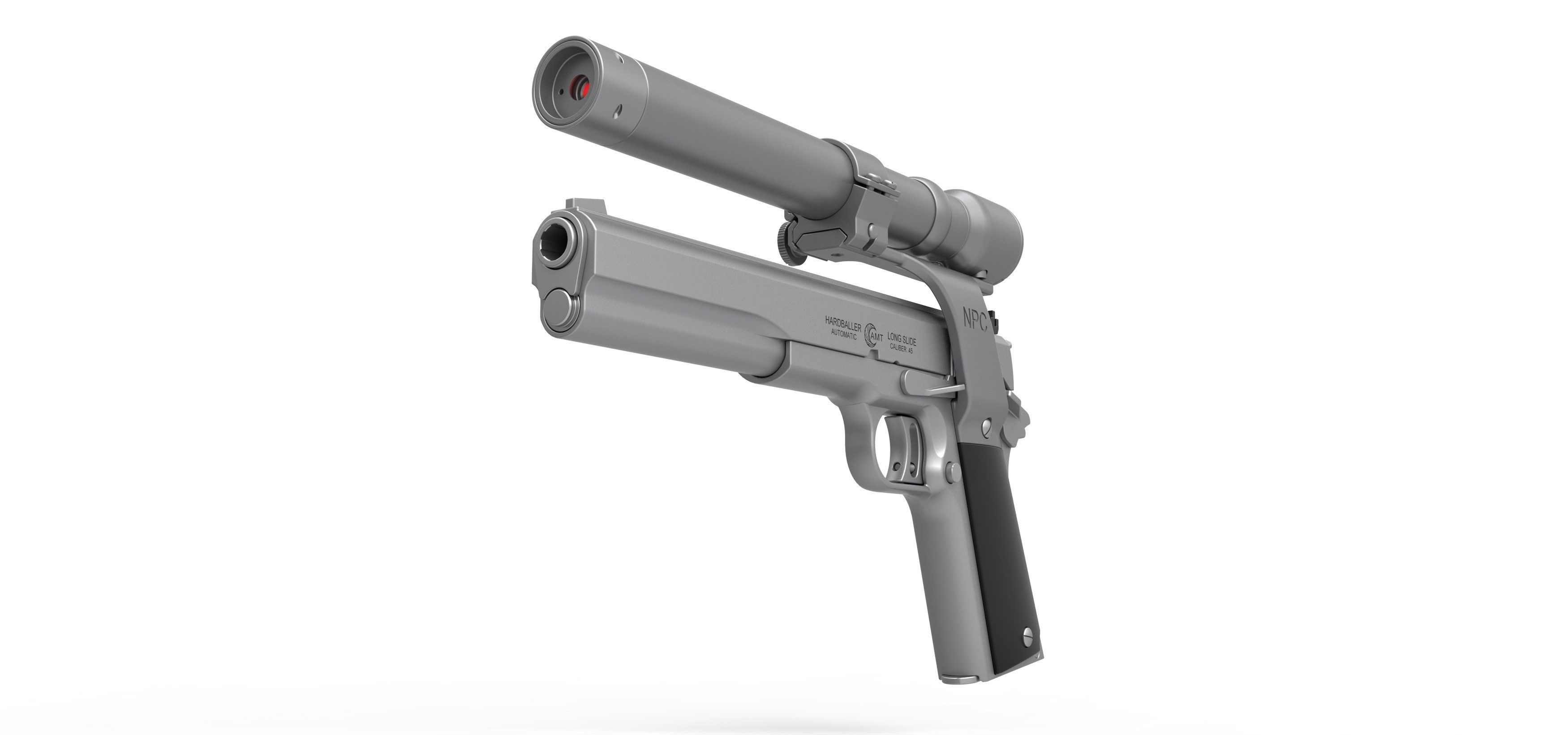 Pistol AMT Hardballer Long Slide from the movie Terminator 1984 3D ...