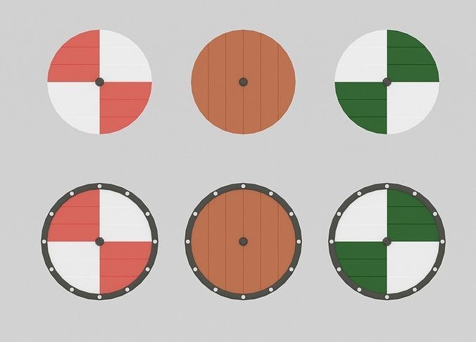3D model Cartoon Medieval Round Shield VR / AR / low-poly | CGTrader