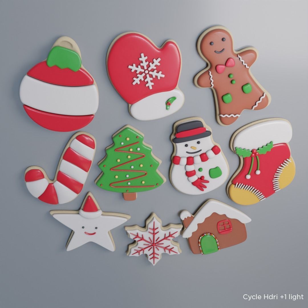 3d Model Pbr Christmas Cookies Vr Ar Low Poly Cgtrader