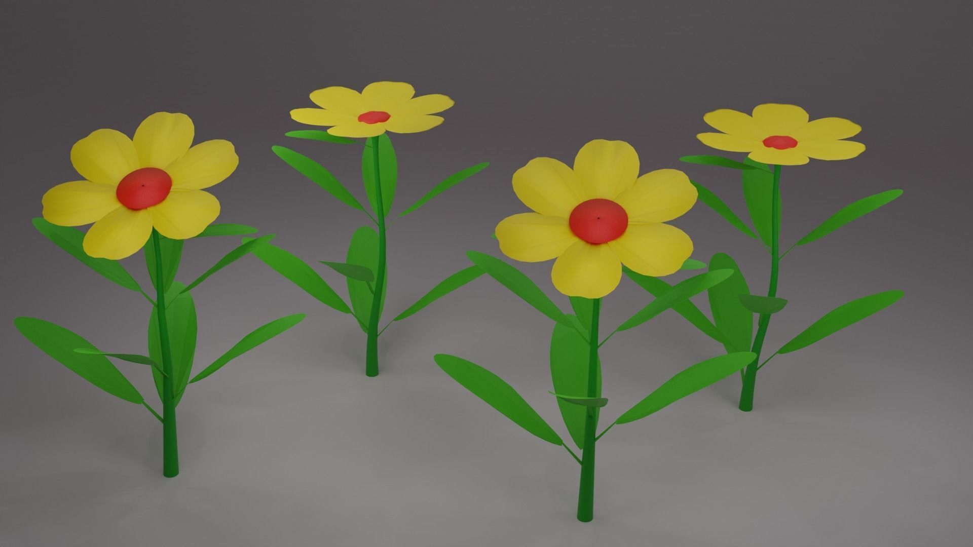 3D model Flowers four VR / AR / low-poly | CGTrader