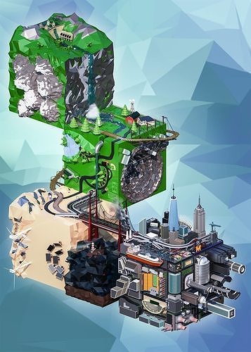 Low Poly Scenes futuristic city 3D model | CGTrader