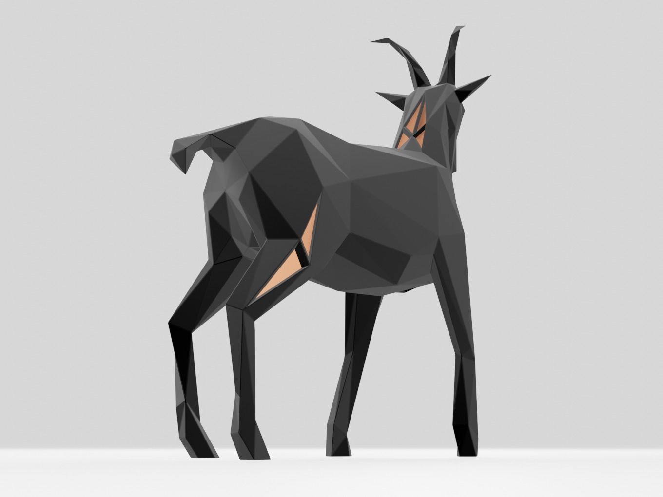 Polygonal Black Goat Parametric 3D model 3D printable | CGTrader