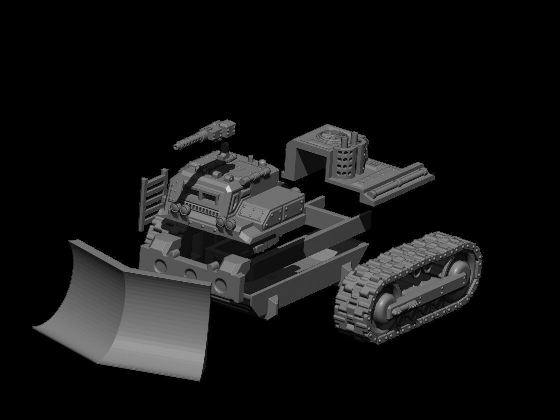 Armoured Bulldozer STL 3D model 3D printable | CGTrader
