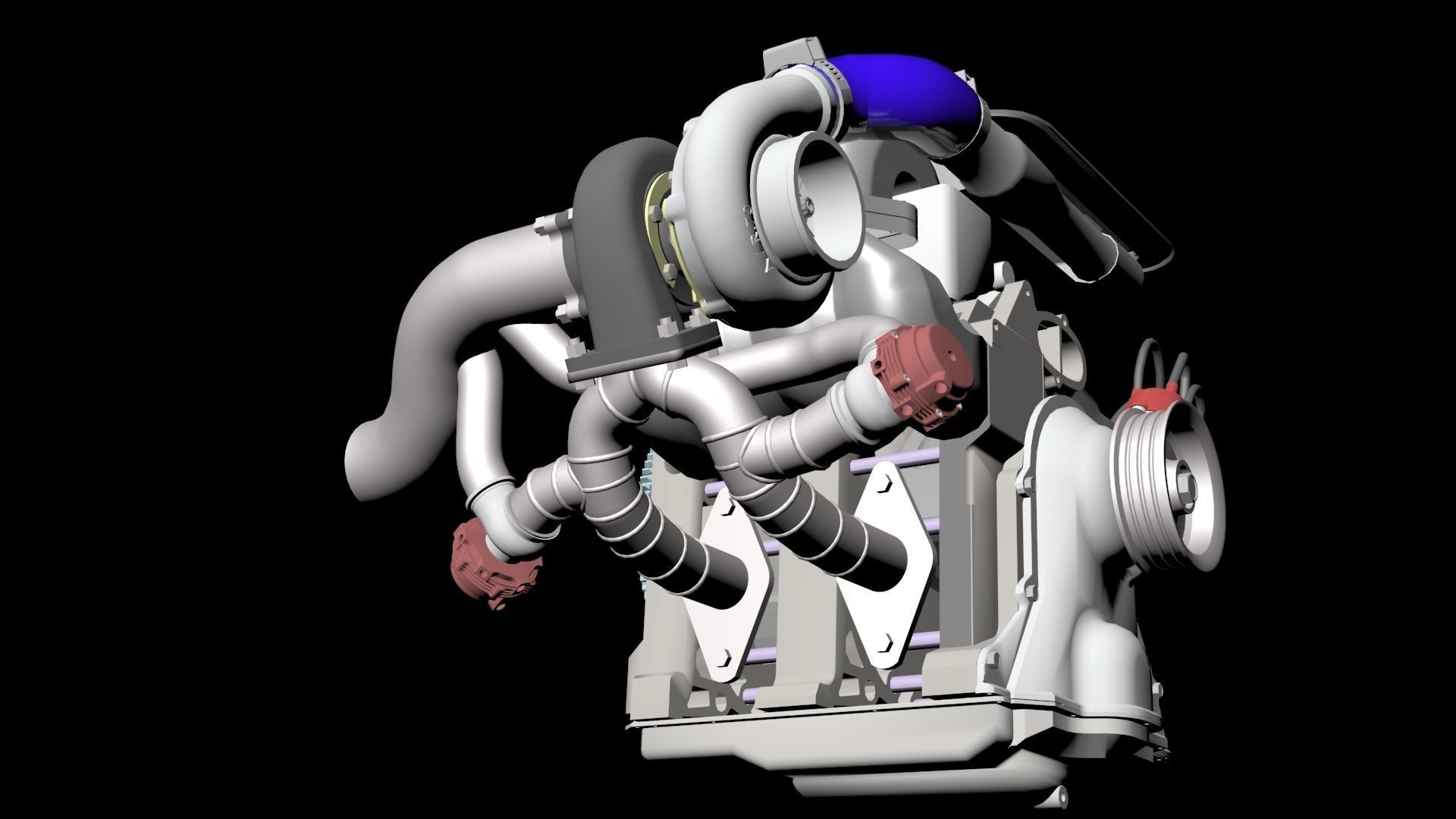 Rotary 13B T Turbo Setup 3D model | CGTrader