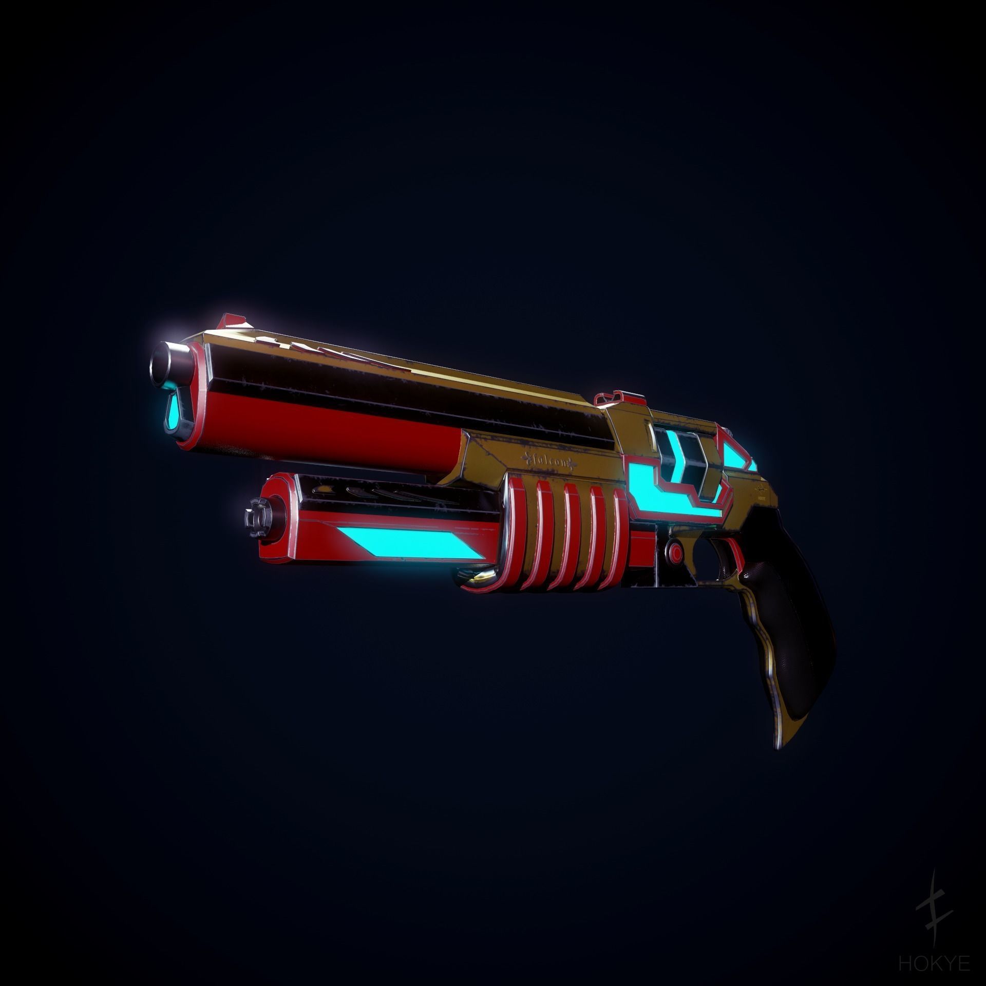 3D model CyberPunk style Gun - Futuristic Revolver style Pistol VR / AR ...