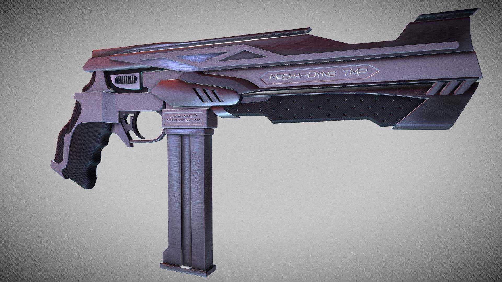 3D model Cyberpunk Tactical Machine Pistol VR / AR / low-poly | CGTrader