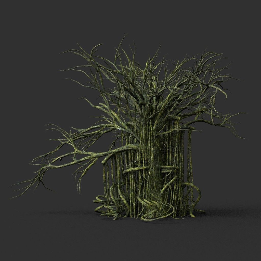 3D model Low poly Mossy Jungle Dead Tree VR / AR / low-poly | CGTrader