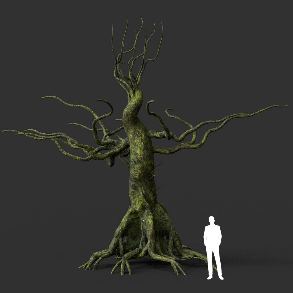 3D model Low poly Mossy Jungle Dead Tree VR / AR / low-poly | CGTrader