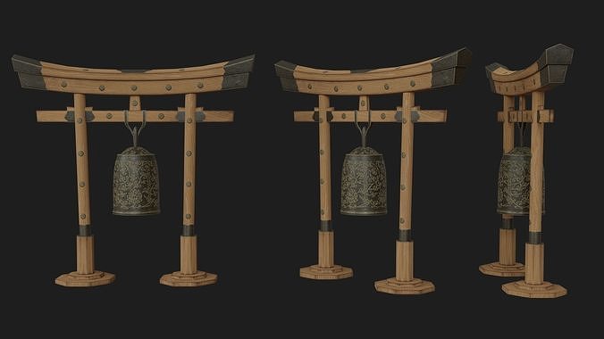 3D model Asian bell VR / AR / low-poly | CGTrader
