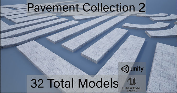 3D model Lowpoly Modular PBR Pavements 2 VR / AR / low-poly | CGTrader