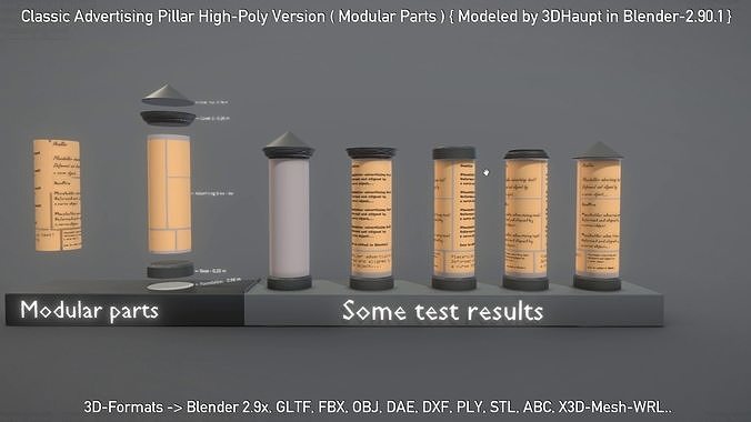 Classic Advertising Pillar High-Poly Version 3D model | CGTrader