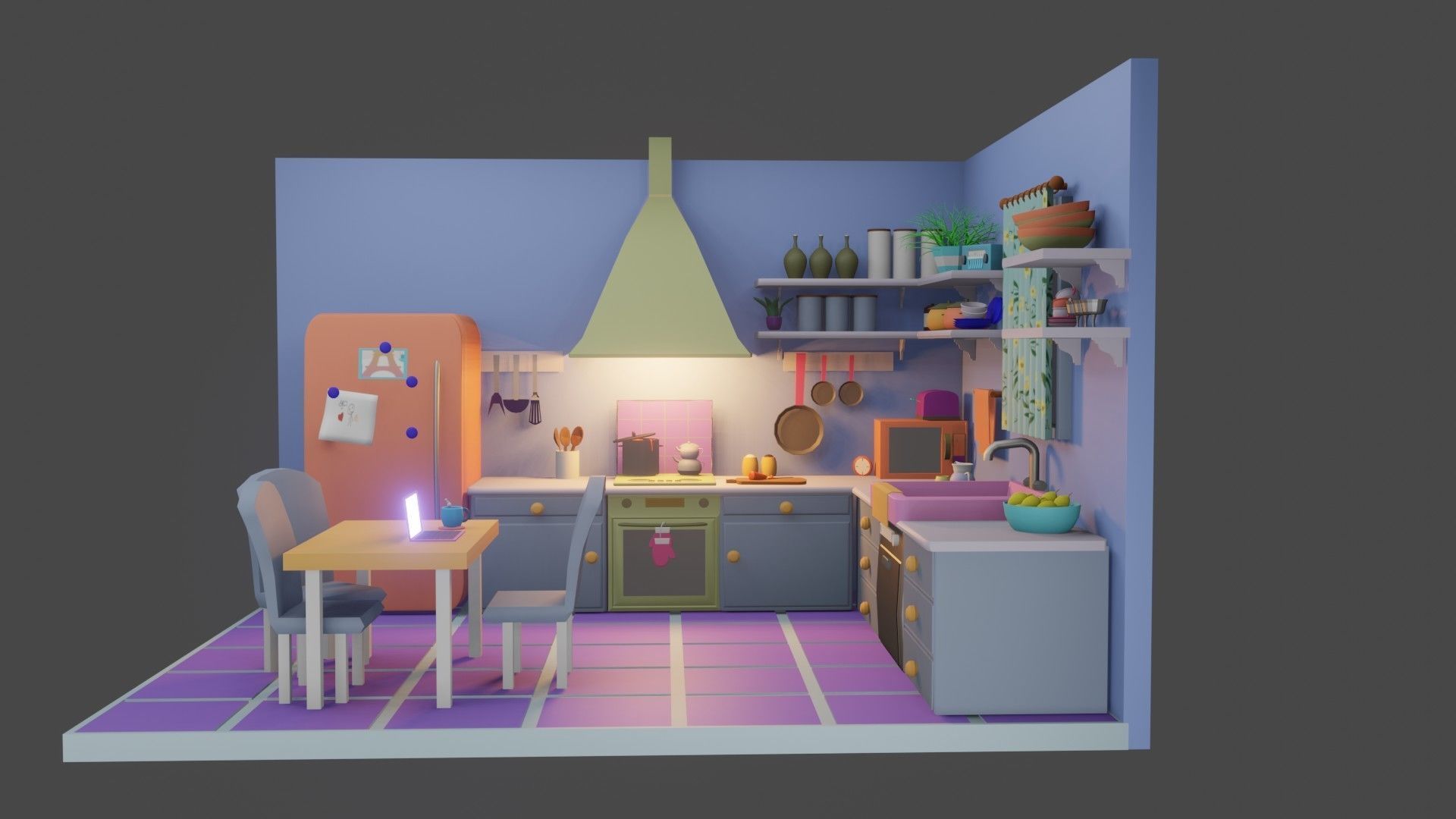 3D model cartoon kitchen low poly models VR / AR / low-poly | CGTrader