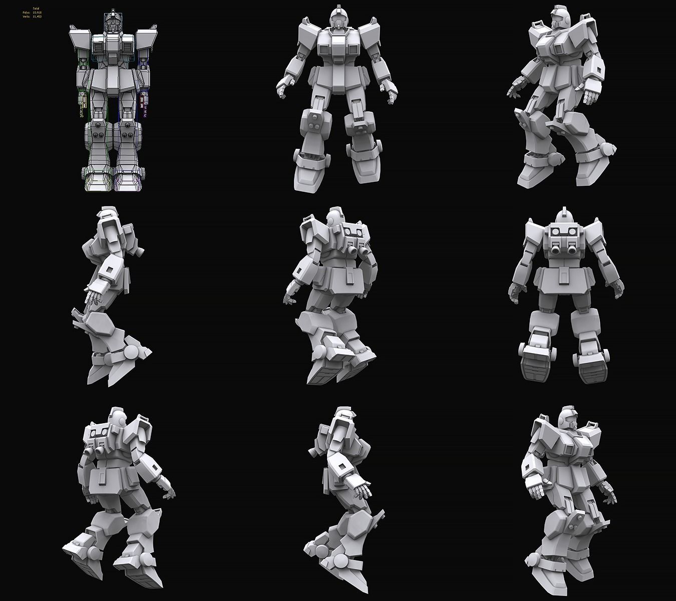 Gundam mobile suit Zeon x Earth Federation collection 3D model rigged ...