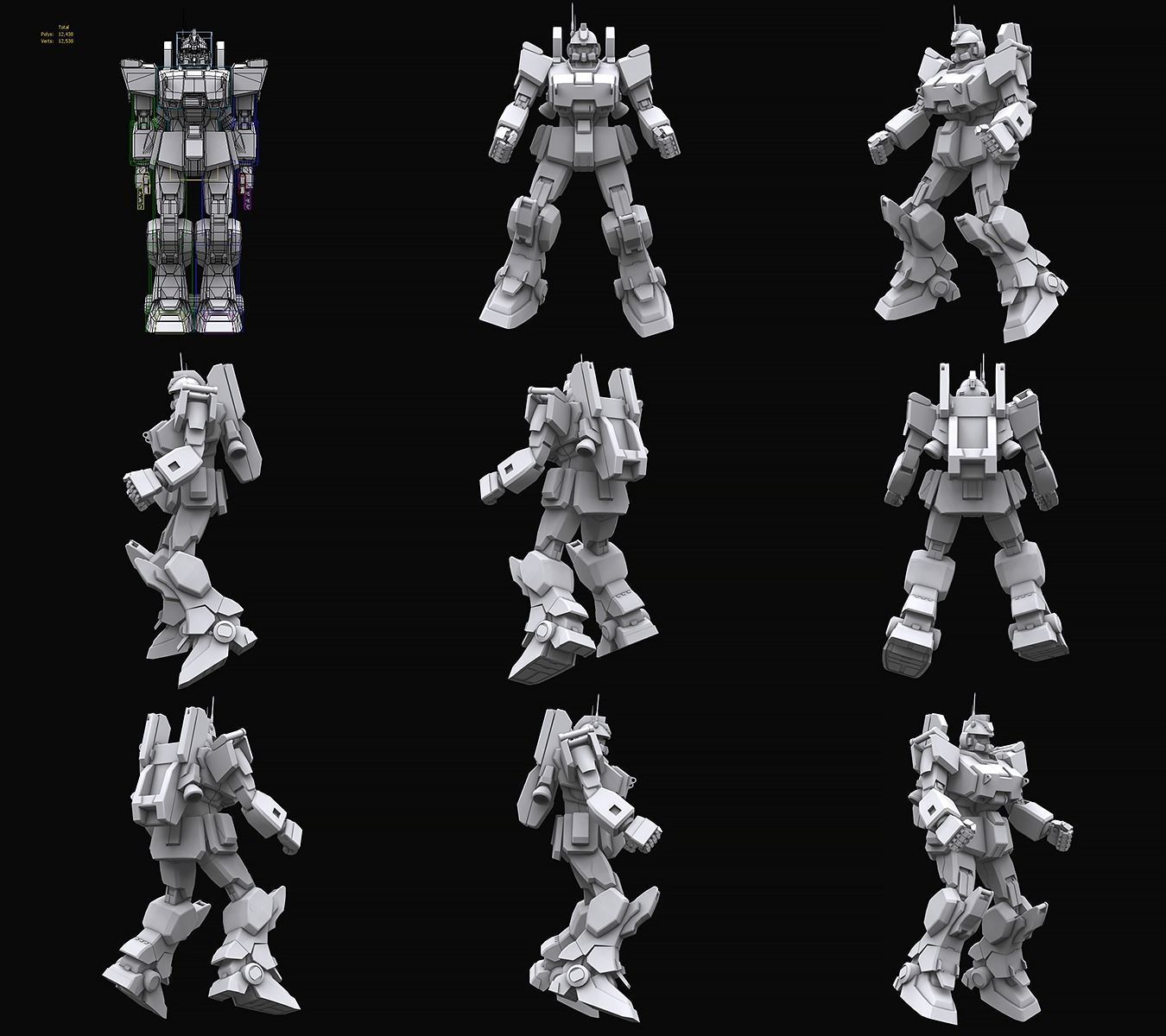 Gundam mobile suit Zeon x Earth Federation collection 3D model rigged ...