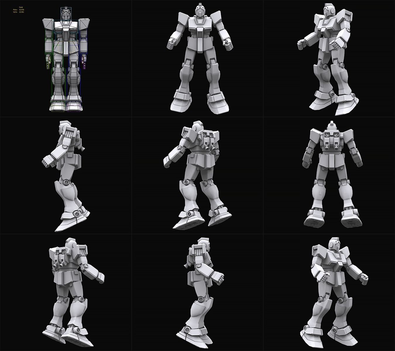 Gundam mobile suit Zeon x Earth Federation collection 3D model rigged ...