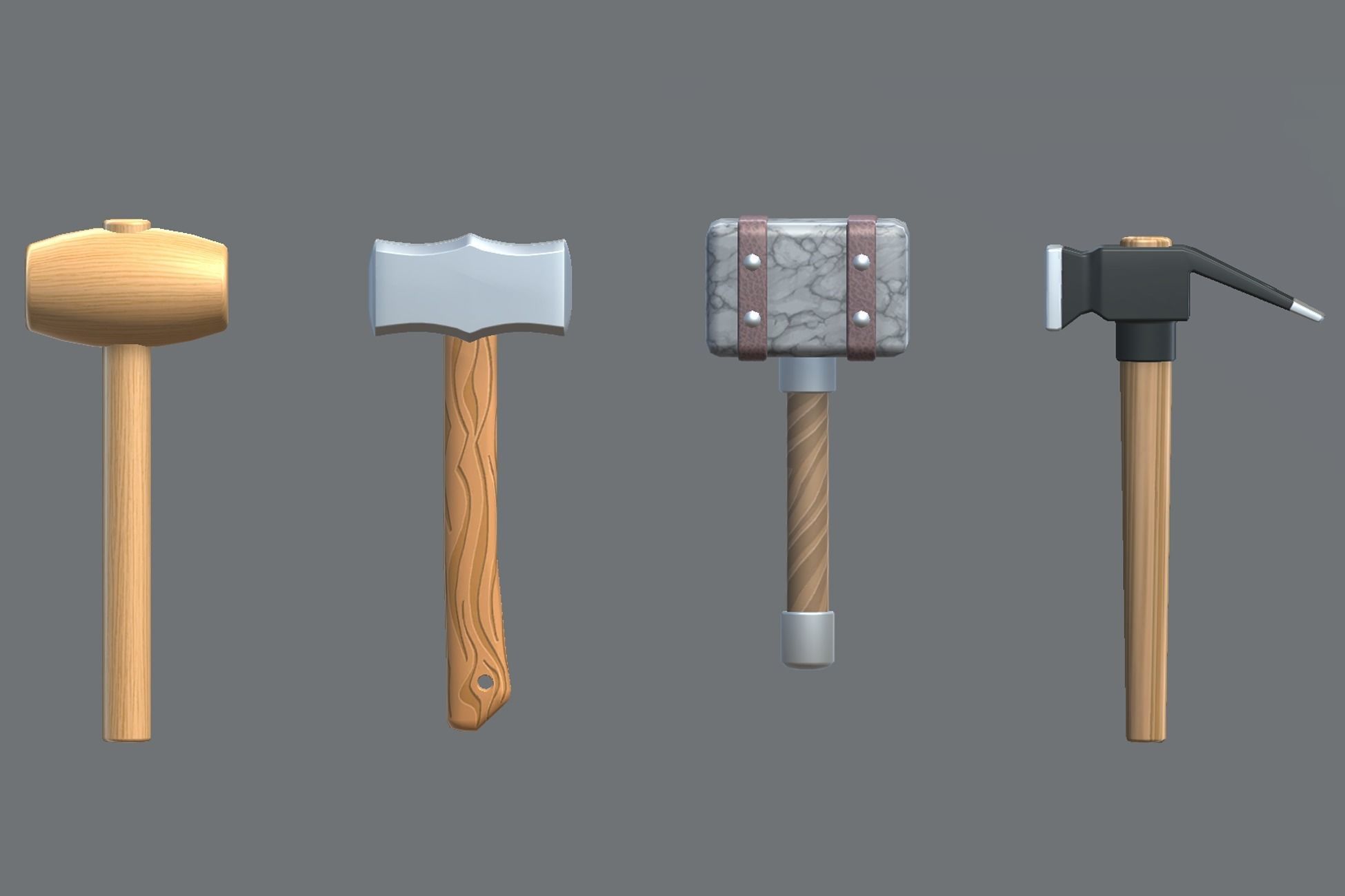 3D model Low Poly Hammer Pack - 16 Pieces VR / AR / low-poly | CGTrader