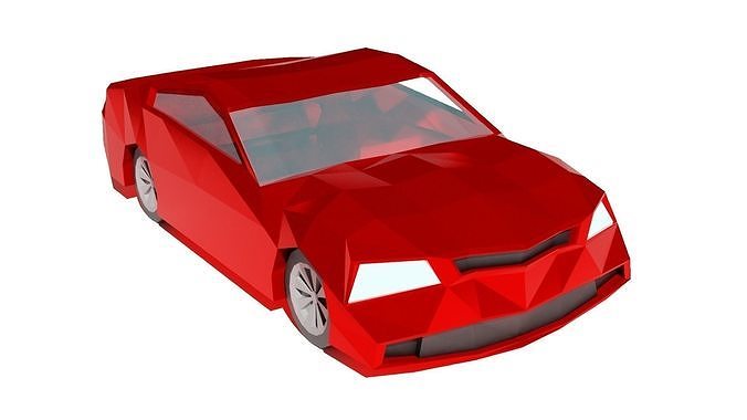 3D model Red Low Poly Car VR / AR / low-poly | CGTrader