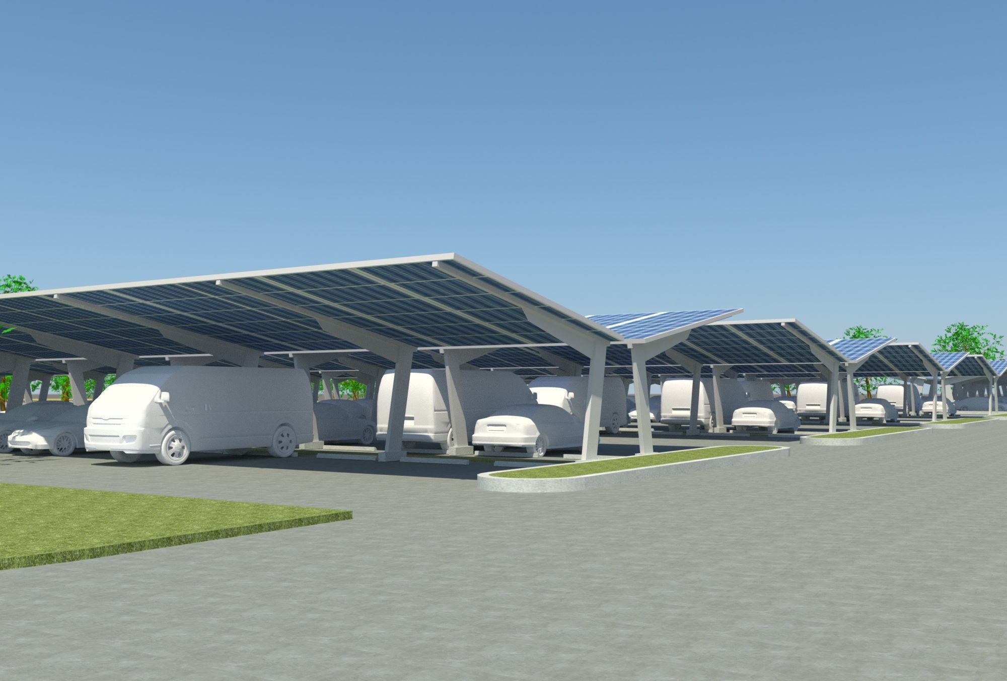 Layout for solar car park 3D model | CGTrader