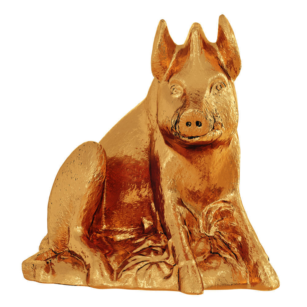 Gold Boar Figurine 3D model | CGTrader
