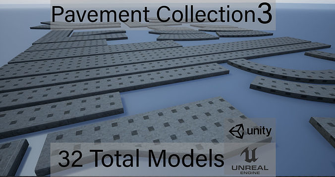 3D model Lowpoly Modular PBR Pavements 3 VR / AR / low-poly | CGTrader