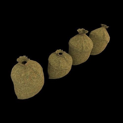 linen cloth bags 3D model | CGTrader