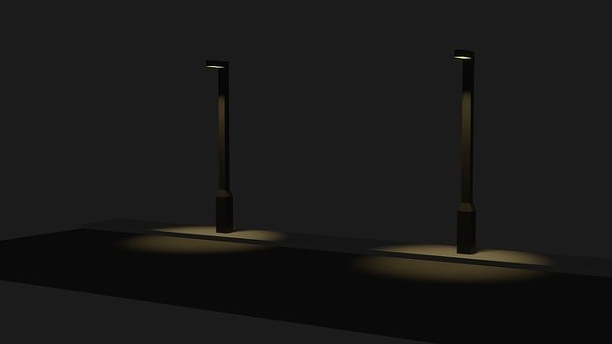 3D model Low-Poly Street With Street Lamps VR / AR / low-poly | CGTrader