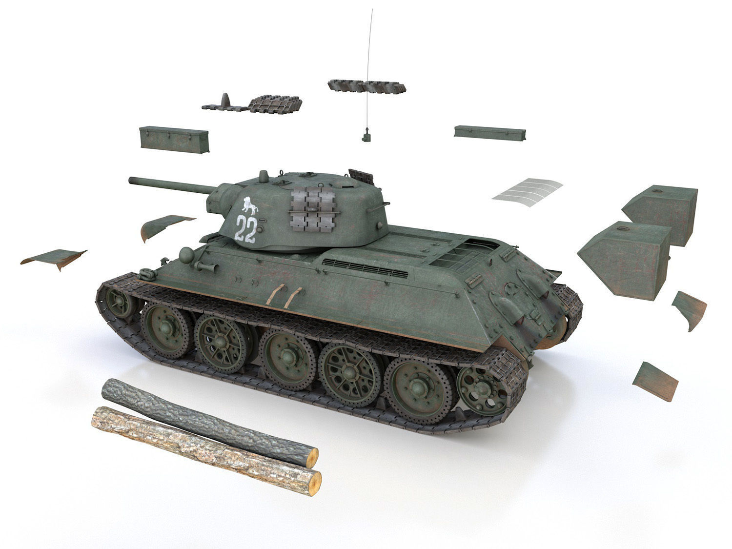 T-34-76 UZTM- Model 1942 - Soviet tank - 22 3D model | CGTrader