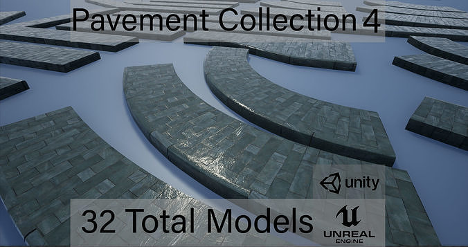 3D model Lowpoly Modular PBR Pavements 4 VR / AR / low-poly | CGTrader