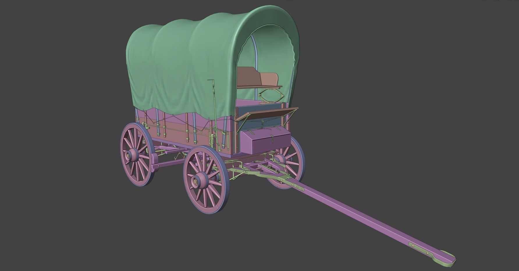 3D model Old Western Wagon Low-Poly PBR Game Ready 3D Model VR / AR ...
