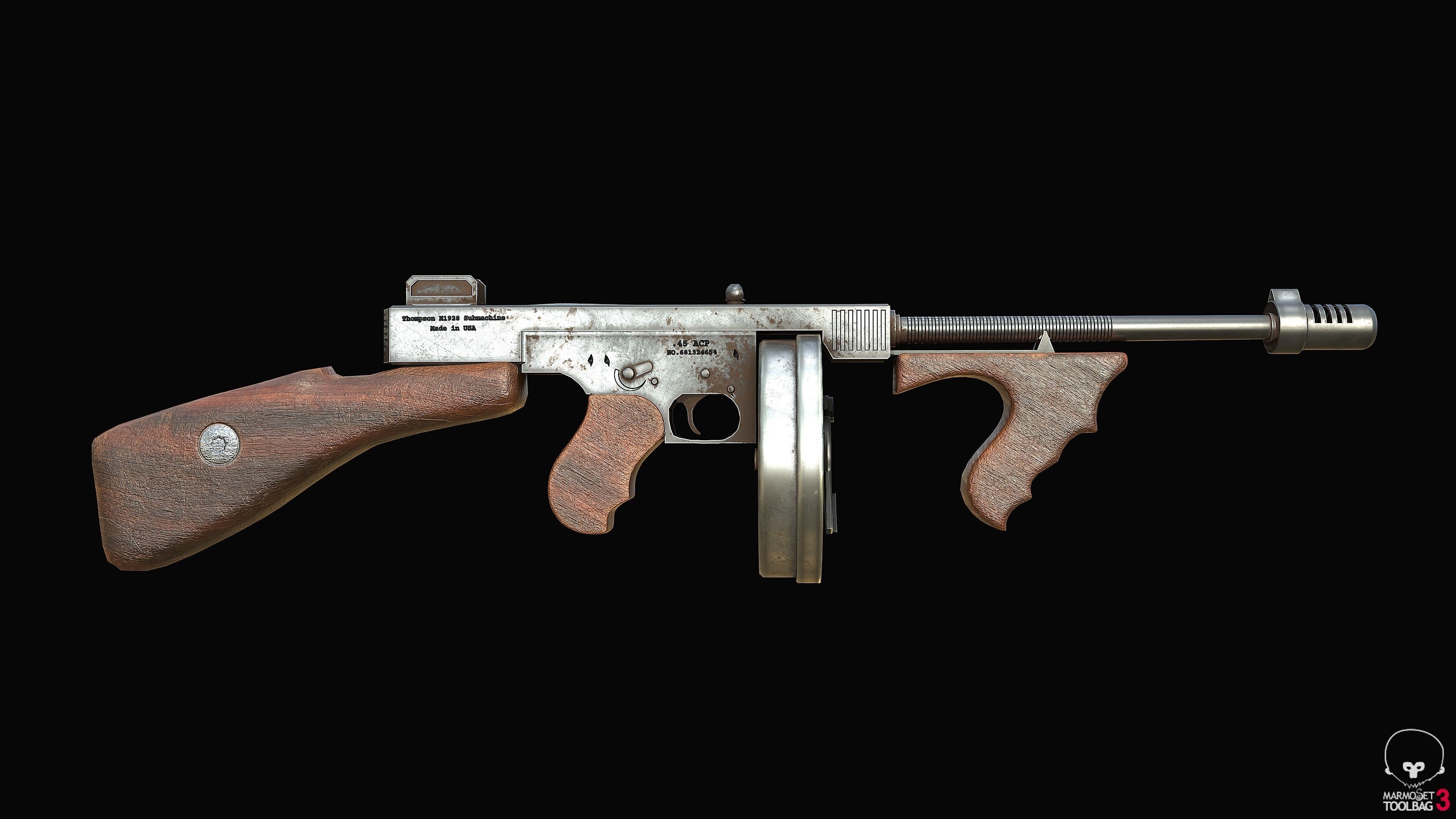 3D model Thompson 1928 Submachine Gun PBR VR / AR / low-poly | CGTrader