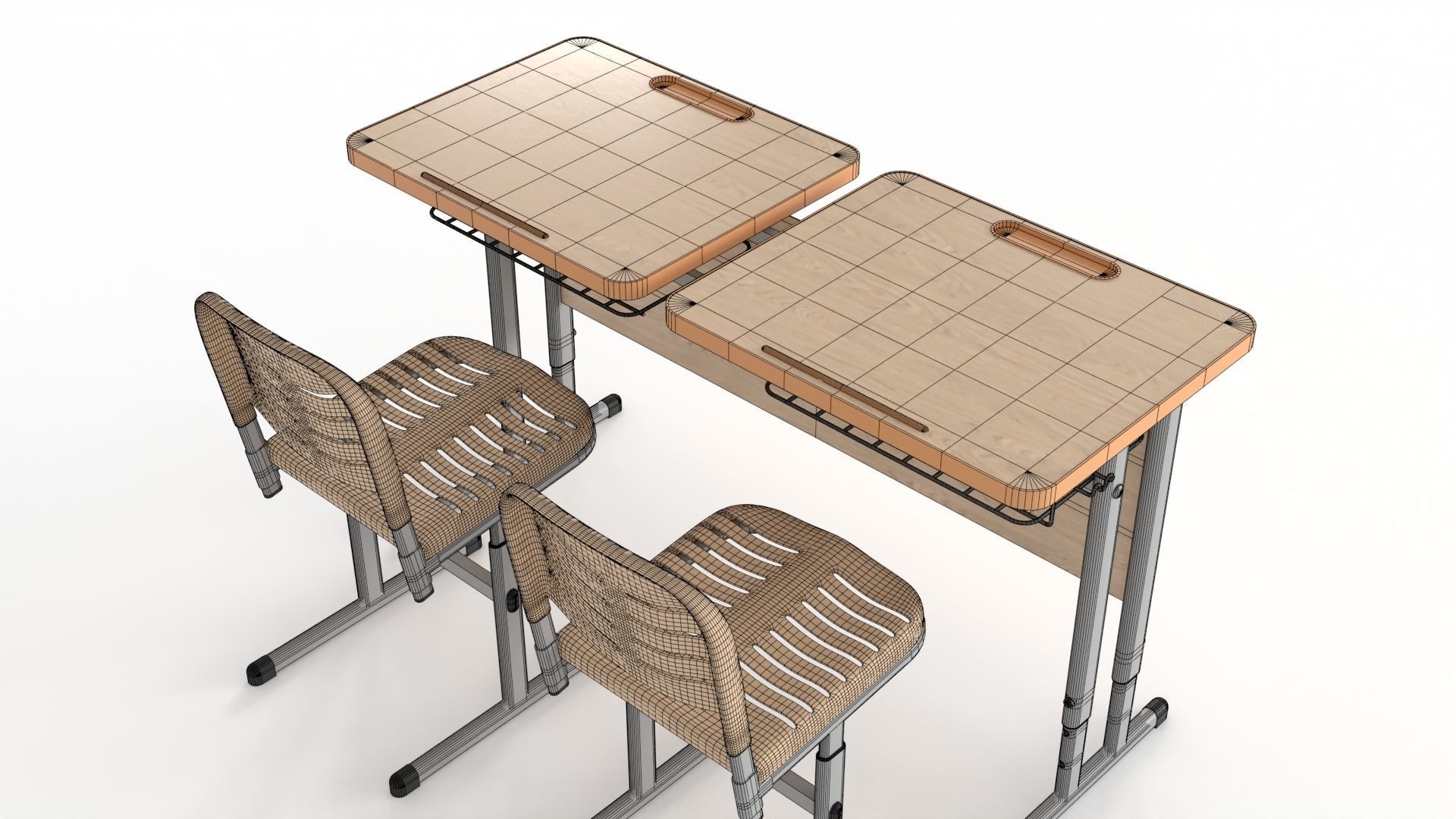 Double Scool Table 3D model | CGTrader