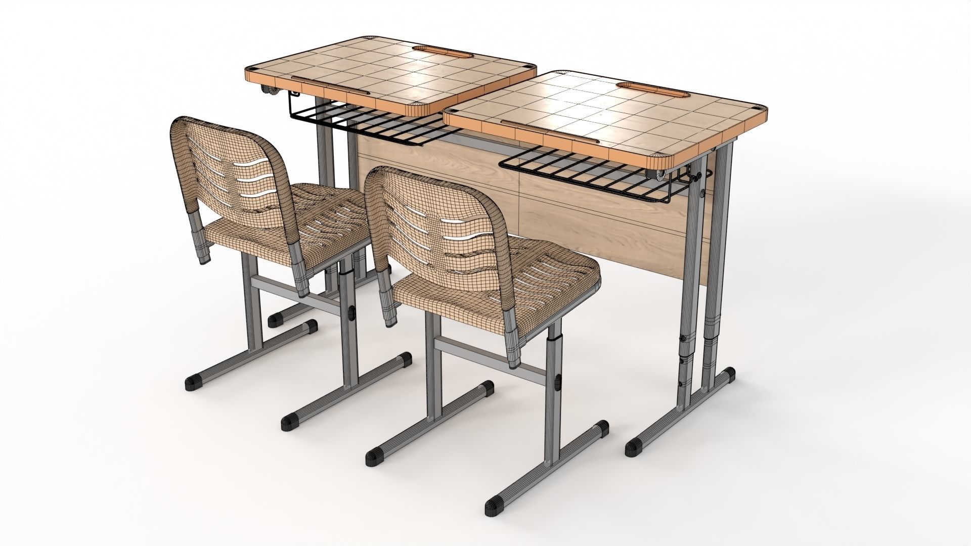 Double Scool Table 3D model | CGTrader