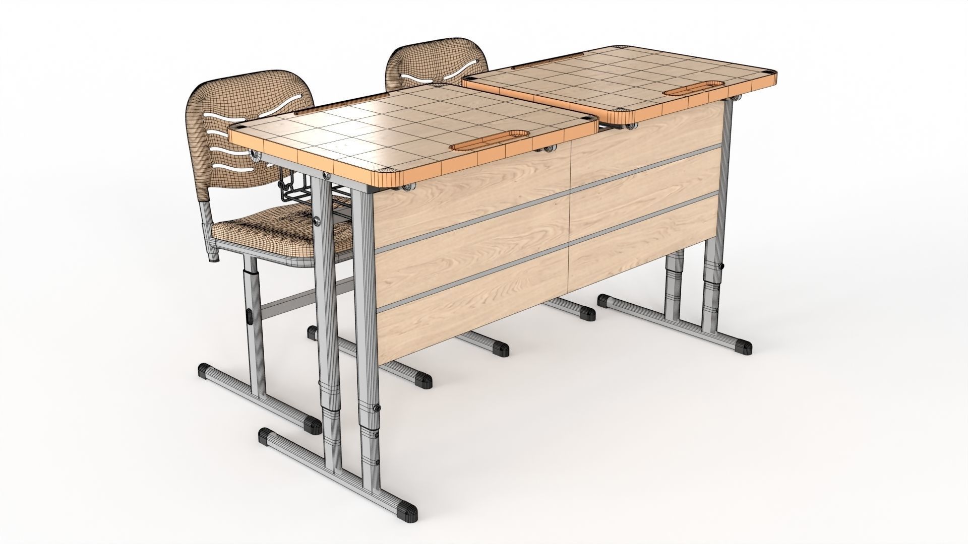 Double Scool Table 3D model | CGTrader