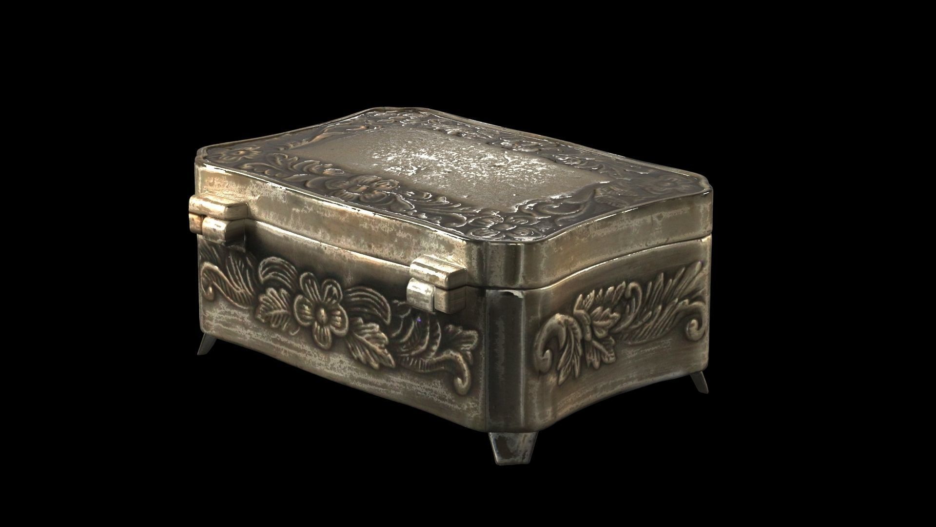 Old brass box free 3D model | CGTrader