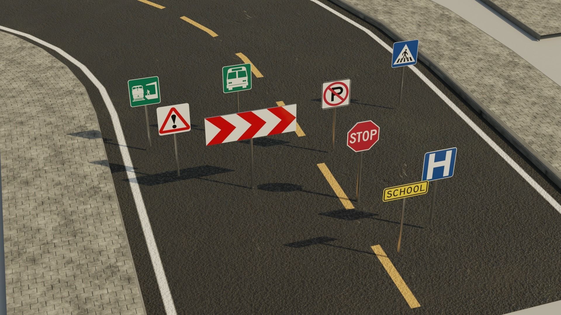 3D model City Street Road Lowpoly Assets Pack VR / AR / low-poly | CGTrader