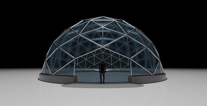 Geodesic Dome with Door Opening and enclosure Panels and Base 3D model ...