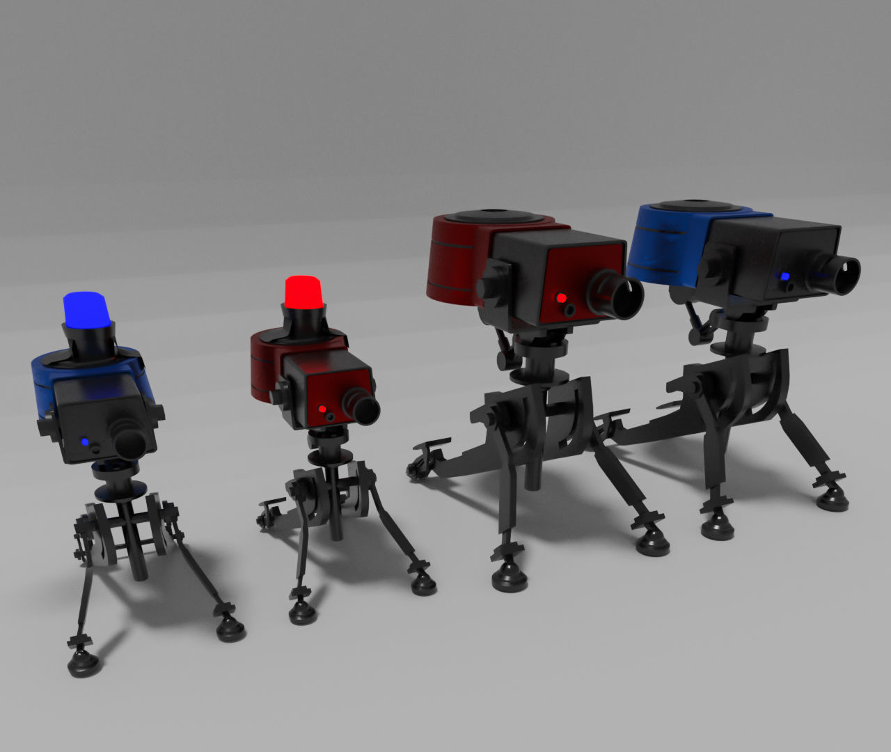 3D model Turret Sentry and Mini- 4 models 2 Colors- VR / AR / low-poly ...