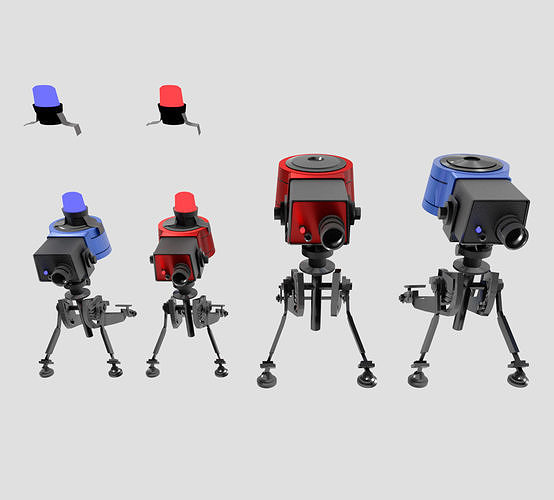 3D model Turret Sentry and Mini- 4 models 2 Colors- VR / AR / low-poly ...