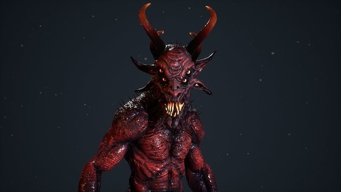 3D model Demon 4 creature with horns VR / AR / low-poly rigged animated ...