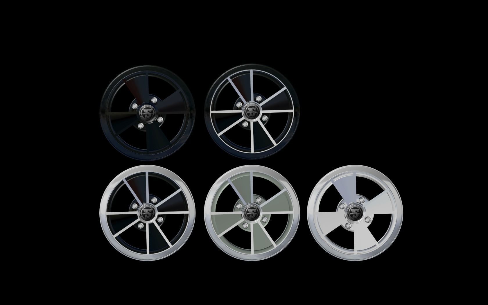 3D model Rare 4 spoke British Light-alloy rims SpeedWell BRM Classic VR ...