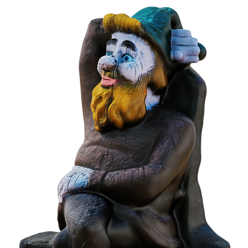 Garden Figurine Gnome Sitting On A Stump 3D model | CGTrader