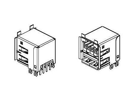 USB Powered USB, Receptacle, Through Hole, 30u GXT Contact, 8... free ...