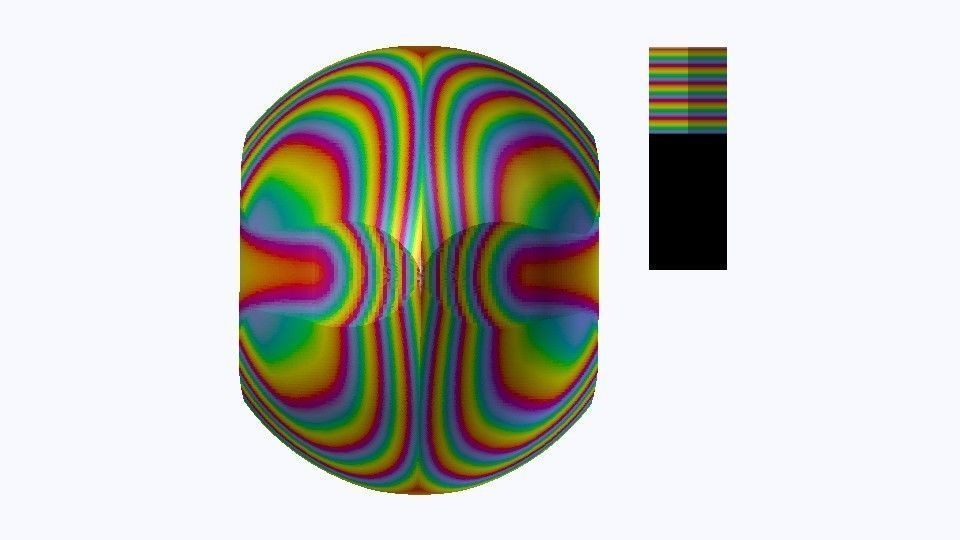 High poly Gomboc rainbow colored ball with stripe in middle free 3D ...