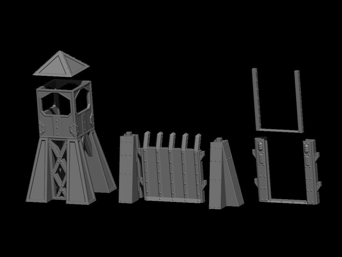 Modular Walls Gates and Guard Towers STL 3D model | CGTrader