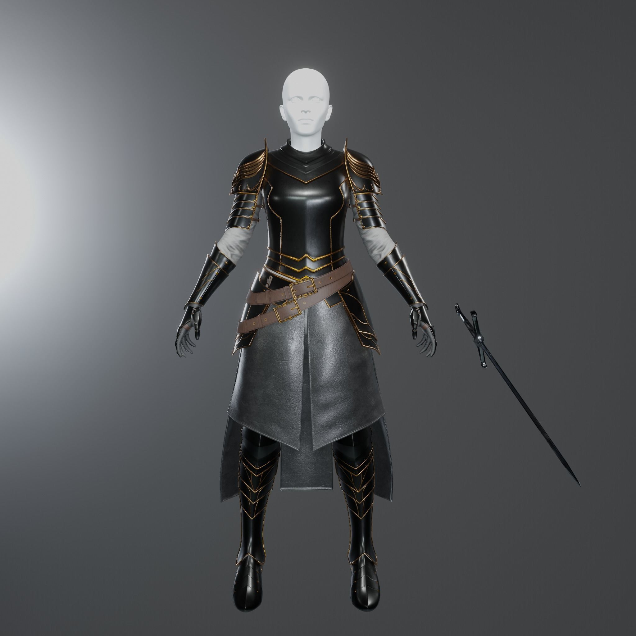 Female Dark Knight Armor 3D model | CGTrader