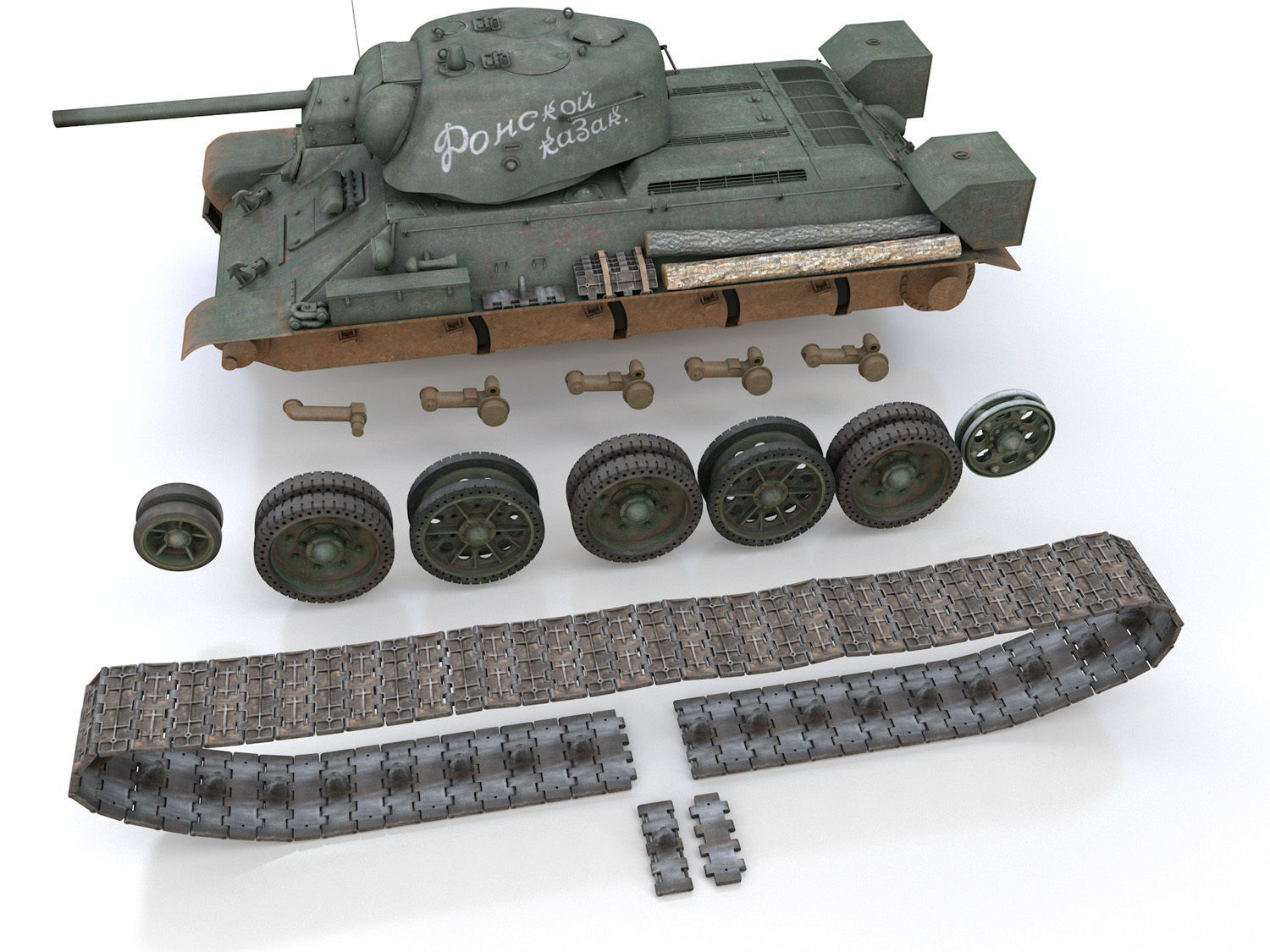 T-34-76 UZTM- Model 1942 - Soviet tank - 19 Tank Corps 3D model | CGTrader