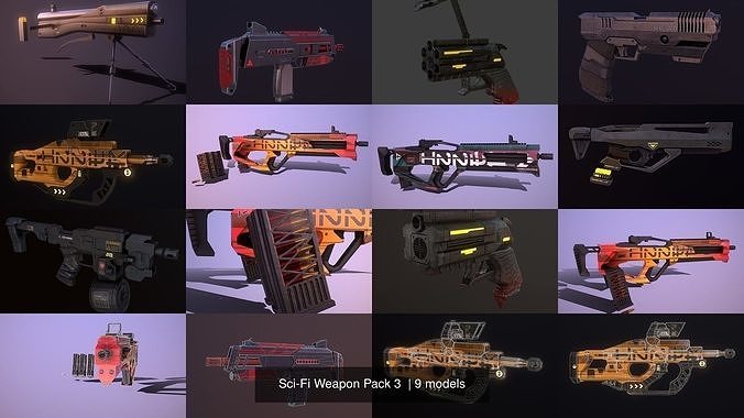 3D Model Collection Sci-Fi Weapon Pack 3 VR / AR / low-poly | CGTrader